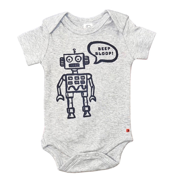 Onesie - Robot - Short Sleeve - Grey - Gift & Gather