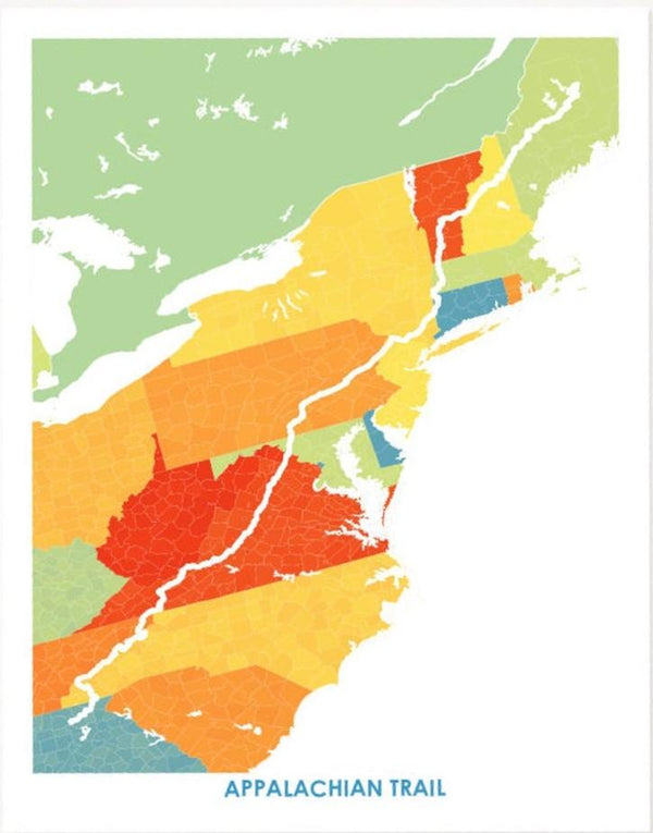 Print - Map - Appalachian Trail - Multicolor - Gift & Gather